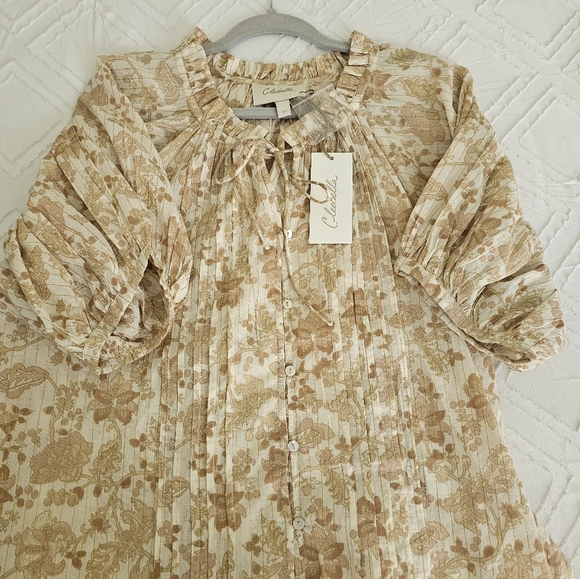 Cleobella | Tops | Cleobella Blouse Nwt Large Top Cream Gold Floral ...